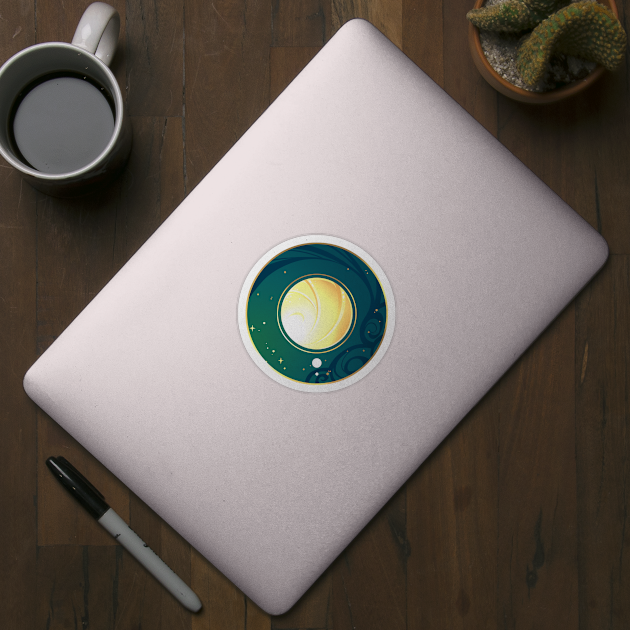 Golden Moons : Full Moon - Moon - Sticker | TeePublic